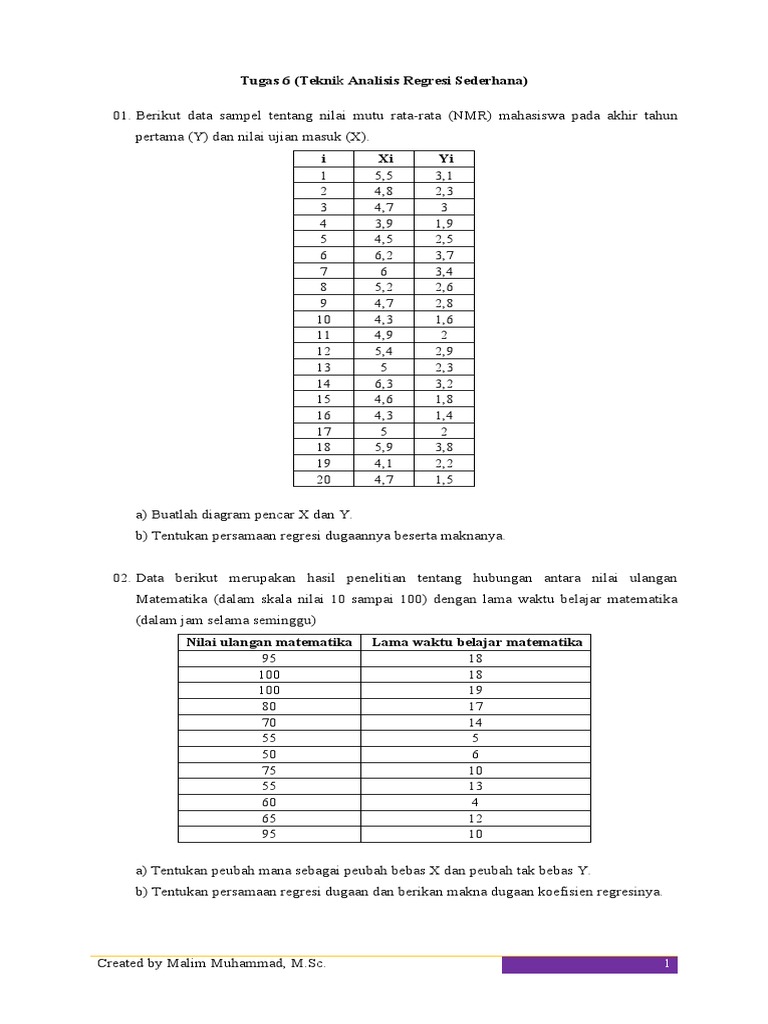 Teknik Analisis Regresi Sederhana | PDF