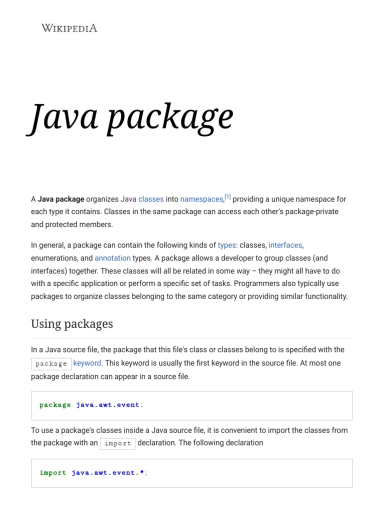 Java Package Pdf Class Computer Programming Java Programming Language