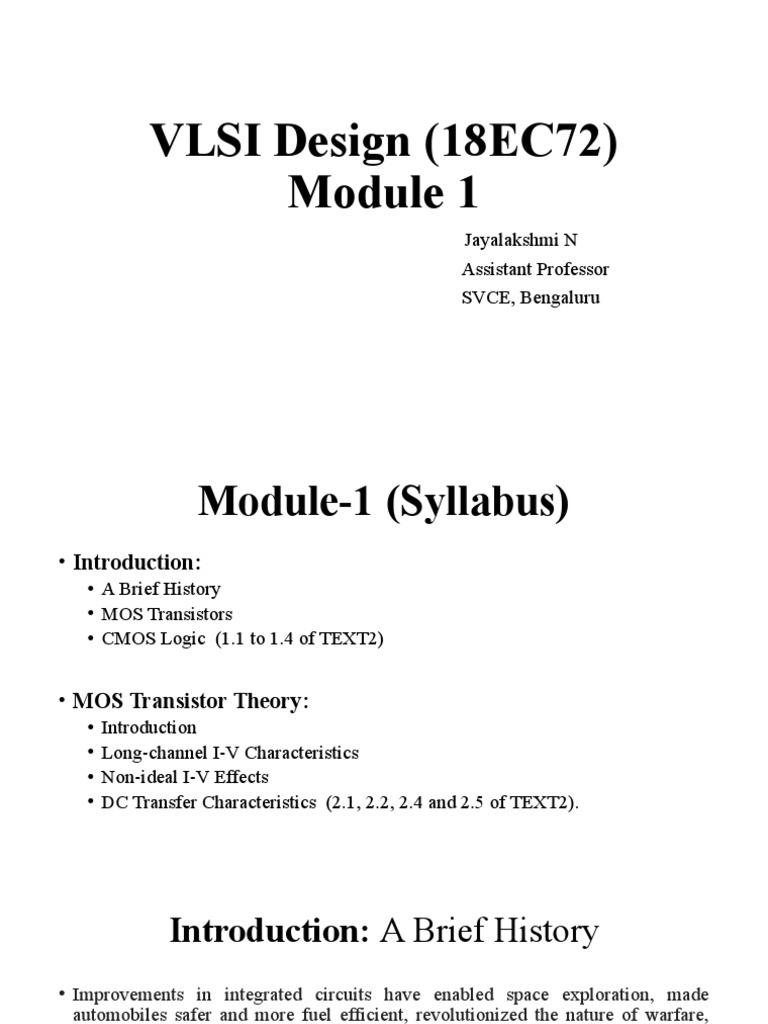 VLSI Module-1 | PDF | Cmos | Field Effect Transistor