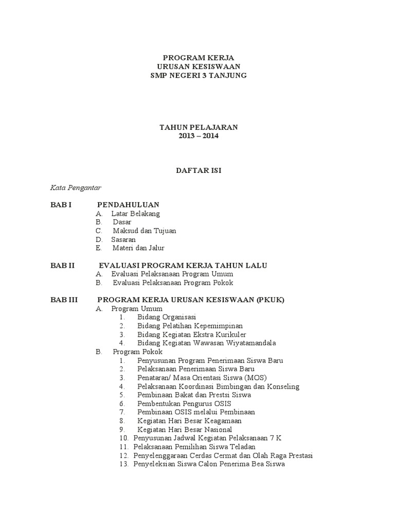 Program Kerja Osis | PDF