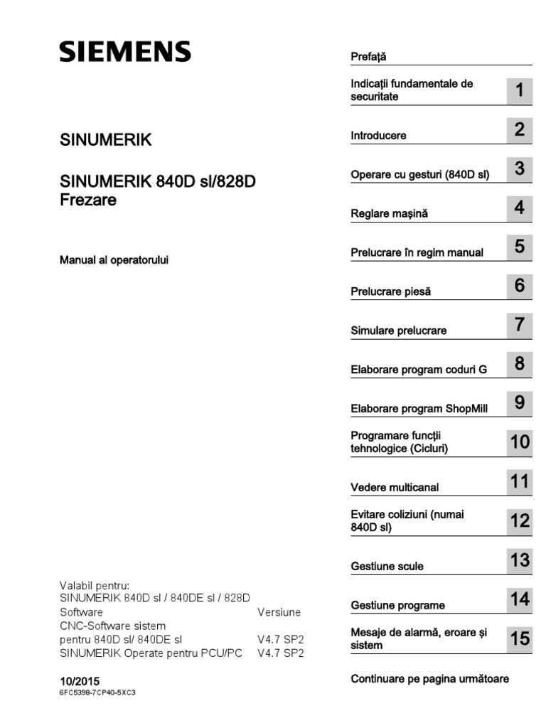 Manualul Operatorului Sinumerik 840Dsl | PDF