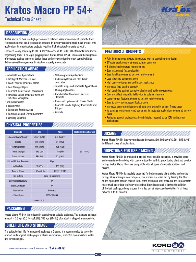 Kratos Macro PP-54-TDS en MetricImperial | PDF | Concrete | Fibers