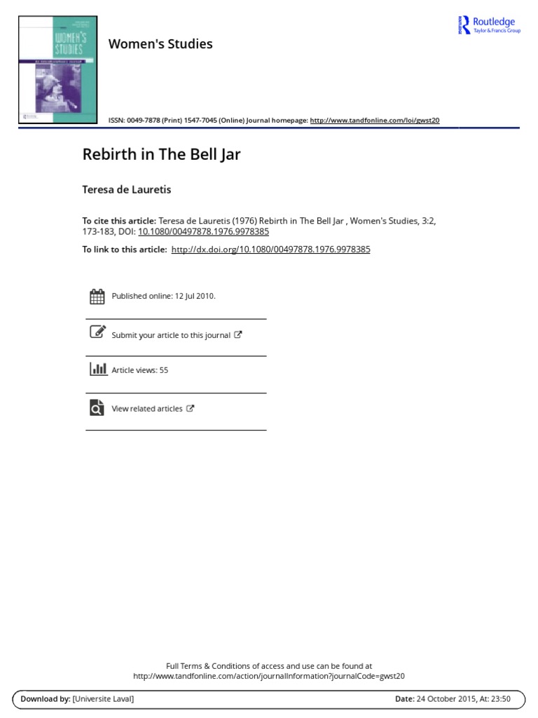 Rebirth in The Bell Jar: Women's Studies | PDF