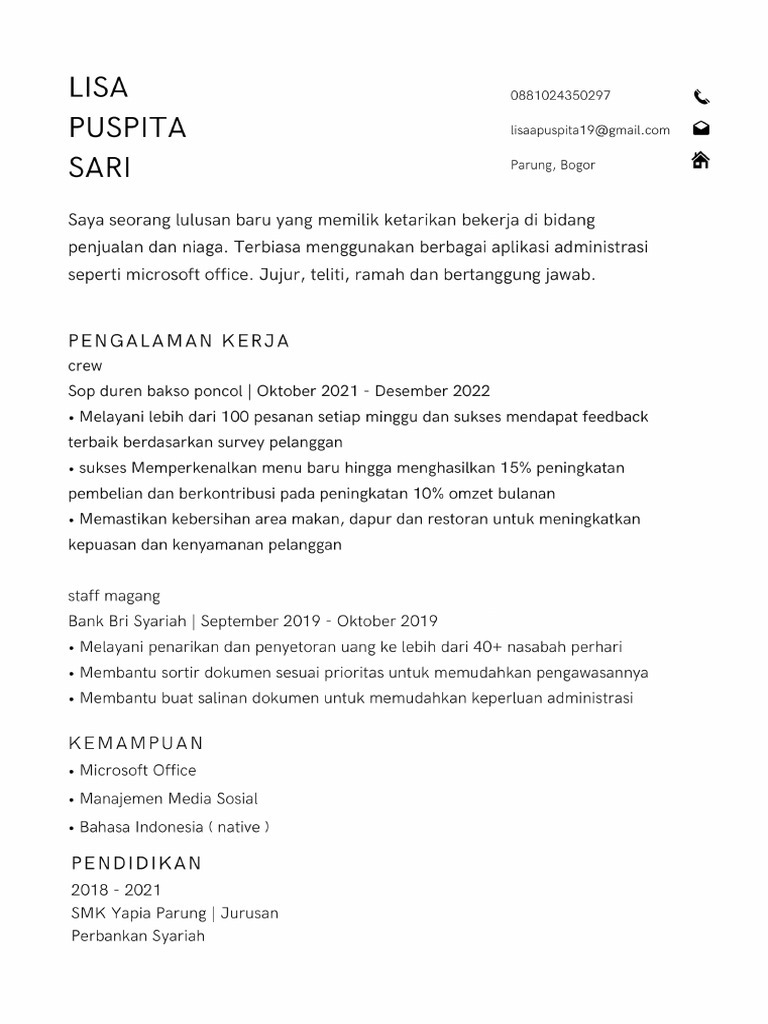 CV Kasir | PDF