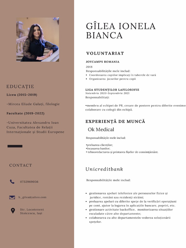 CV - Gîlea Ionela Bianca | PDF