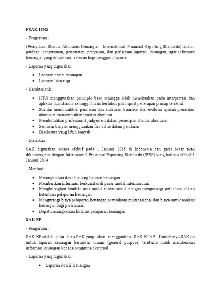 Psak Ifrs & Sak Ep | PDF | Bisnis | Teknologi & Rekayasa