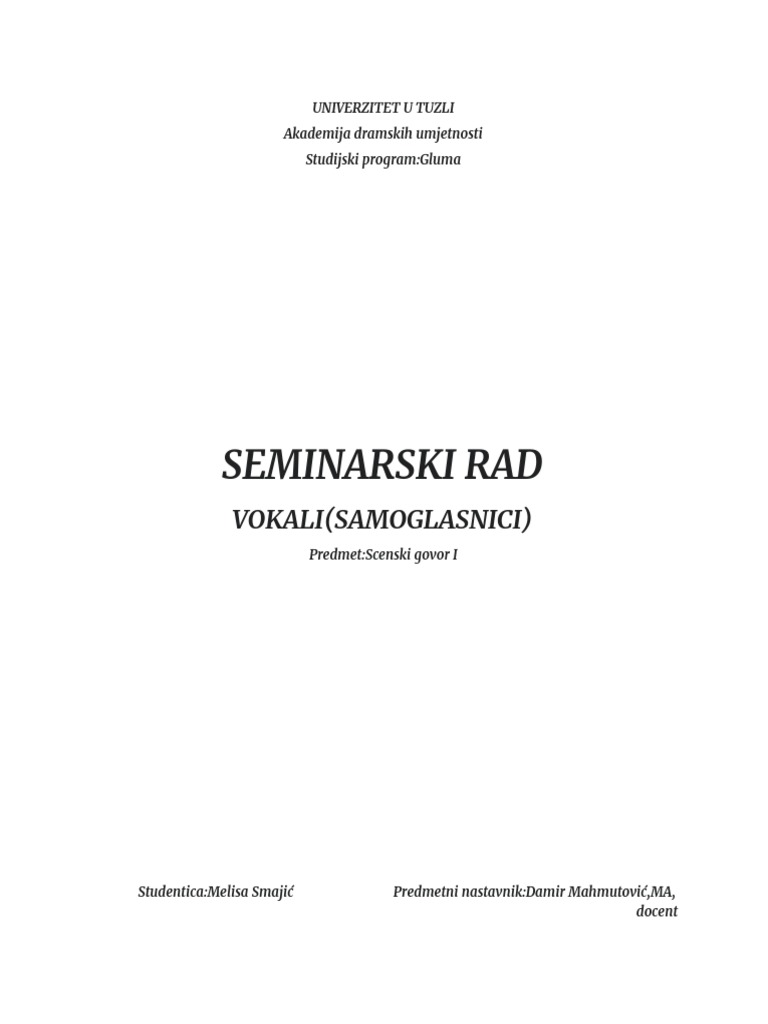 Seminarski Glas 1 | PDF