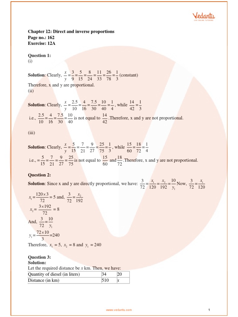 Direct and Inverse Proportions Exercises | PDF | Shadow | Speed