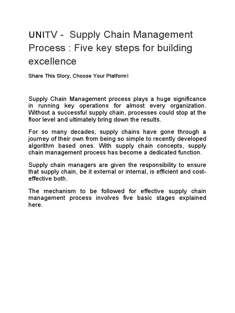 UNIT V B - Process - SCM | PDF | Supply Chain Management | Supply Chain