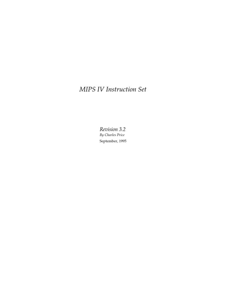 MIPS IV Instruction Set: Revision 3.2 | PDF | Instruction Set | Mips Instruction Set