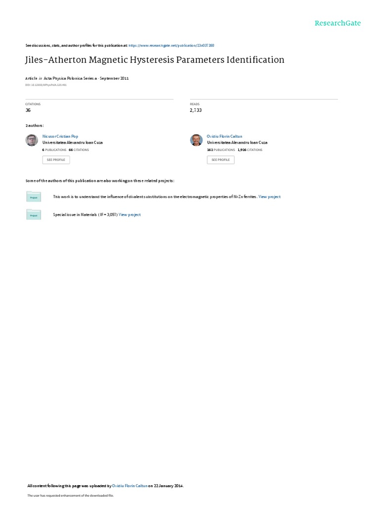 Jiles-Atherton Magnetic Hysteresis Parameters Iden | PDF | Regression Analysis | Equations
