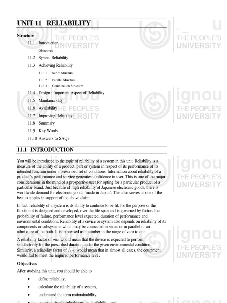 Unit 11 | PDF | Reliability Engineering | Systems Theory