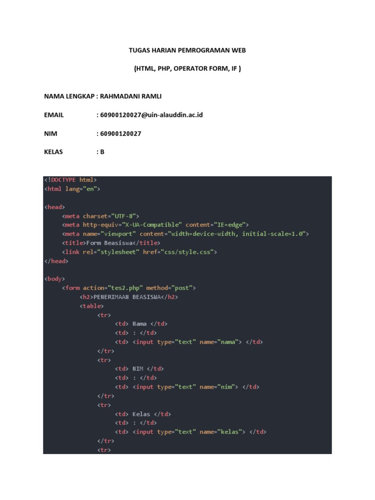Form Beasiswa PHP | PDF