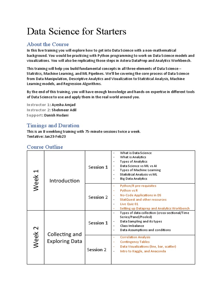 Data Science For Starters - Course Outline | Download Free PDF | Regression Analysis | Machine ...