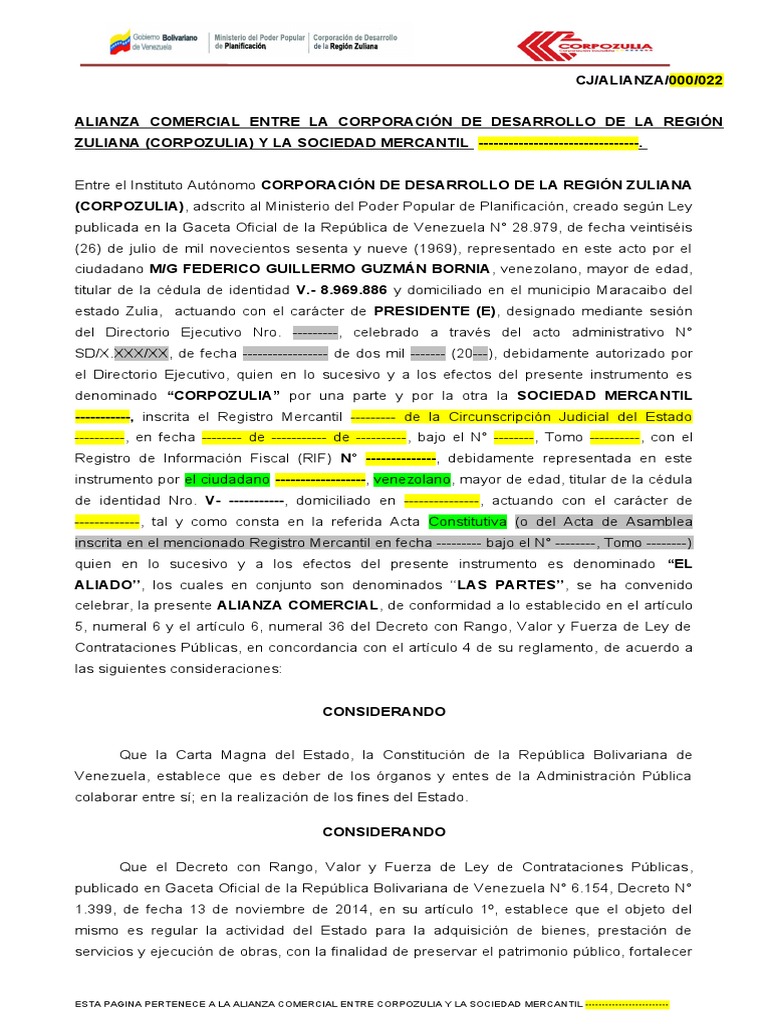 Modelo Alianza Comercial | PDF | Póliza de seguros | Venezuela