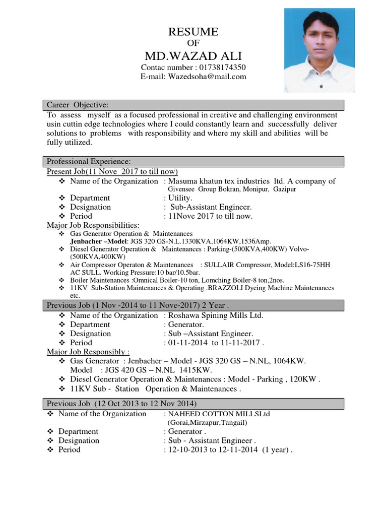 MD - Wazad Ali: Resume | PDF