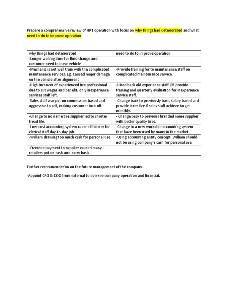 CASE STUDY 1-High Performance Tires. | PDF