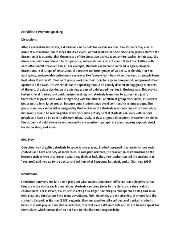 Engaging Activities for Speaking Skills | PDF | Storytelling ...