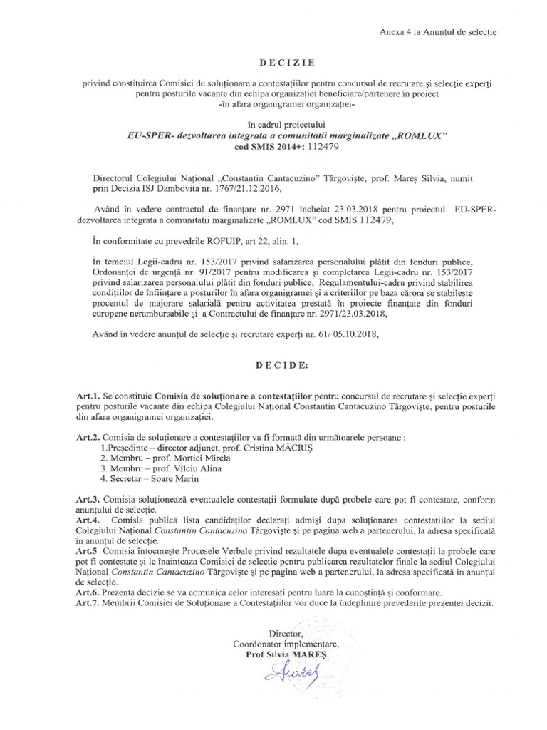 Decizie Comisia de Solutionare a Contestatiilor | PDF