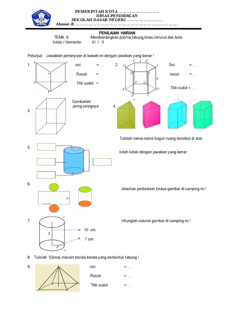Soal PH Matematika Tema 6 SMT - II 2022 | PDF | Seni