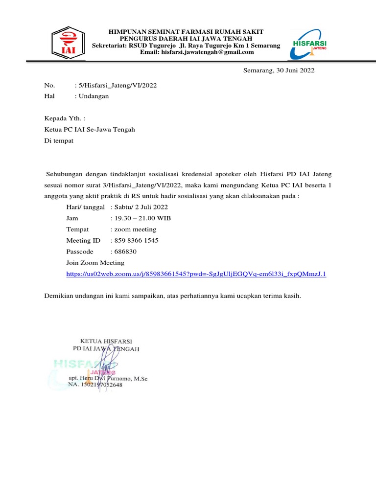 Undangan PC IAI - Kredensial | PDF | Kesehatan Holistik