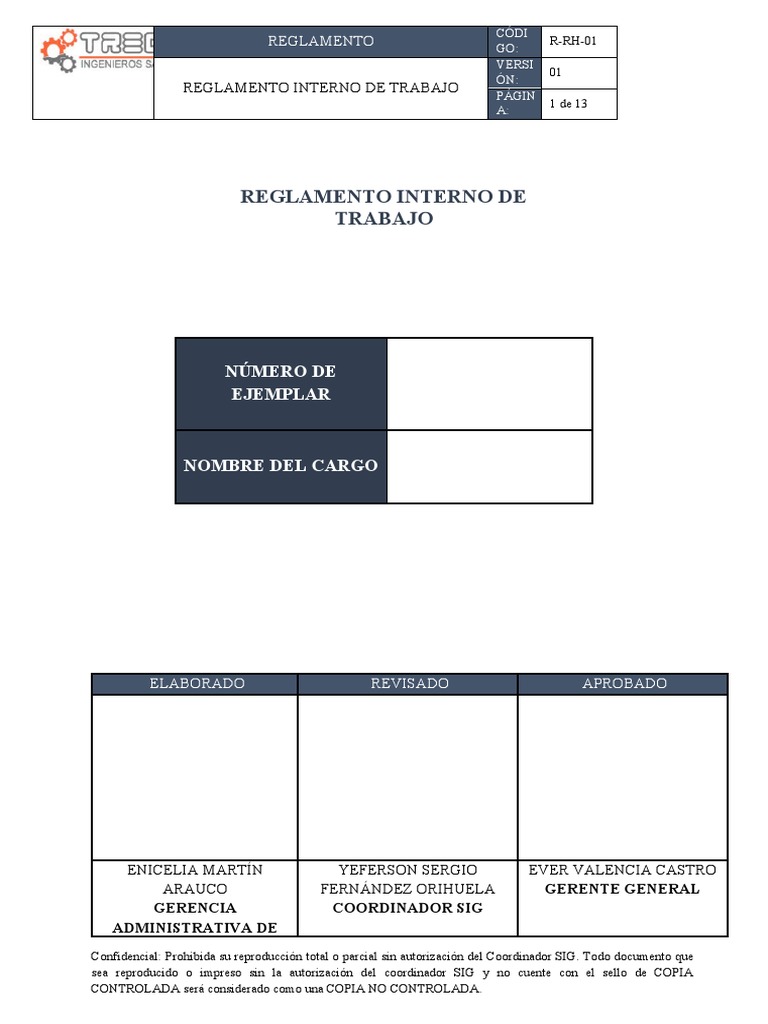 R-rh-01 Reglamento Interno de Trabajo | PDF | Business | Salario