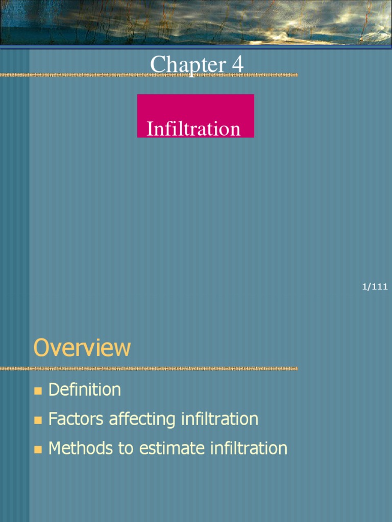 Chapter 4 (Infiltration) | PDF | Environmental Engineering | Natural ...