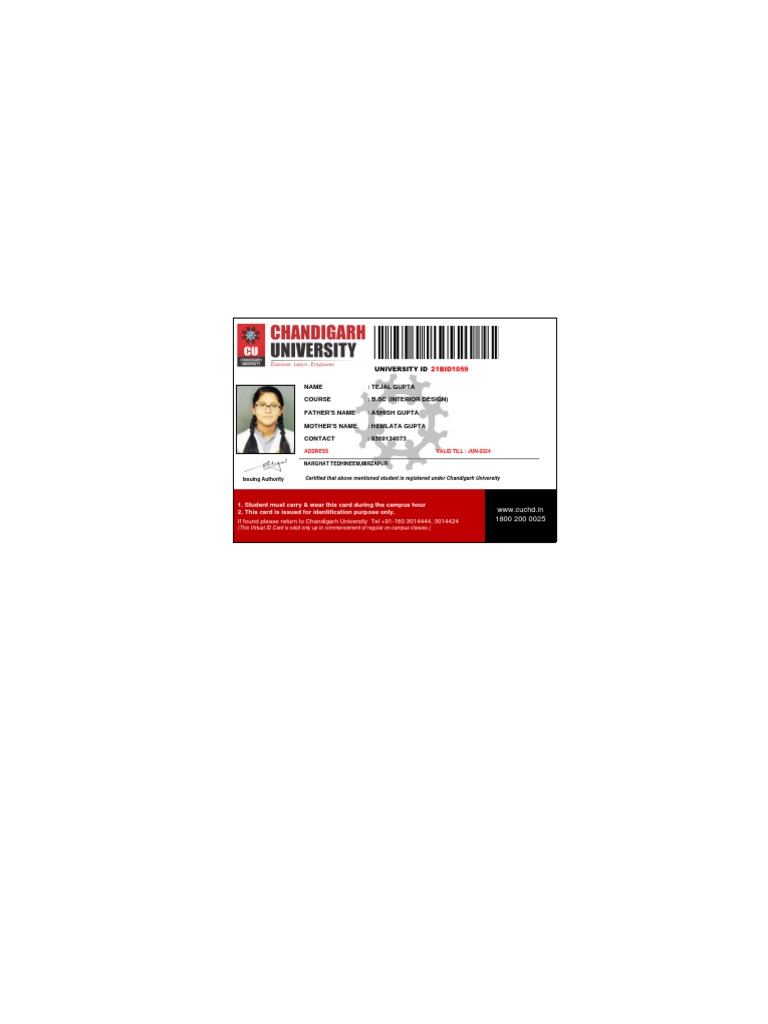 Virtual ID Card 21BID1059 | PDF