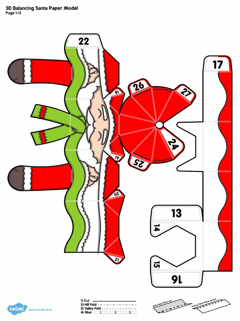 T T 24372 3D Balancing Santa Paper Model | PDF