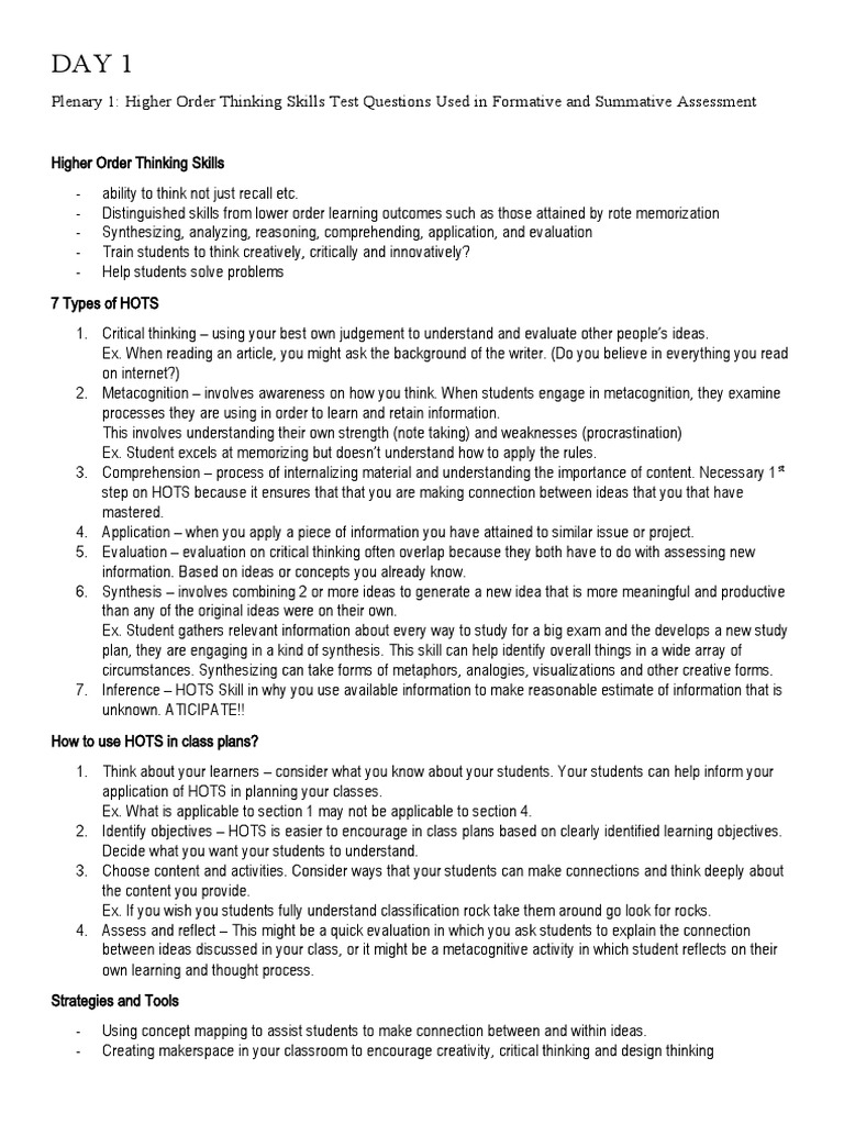 HOTS Seminar | PDF | Educational Assessment | Critical Thinking