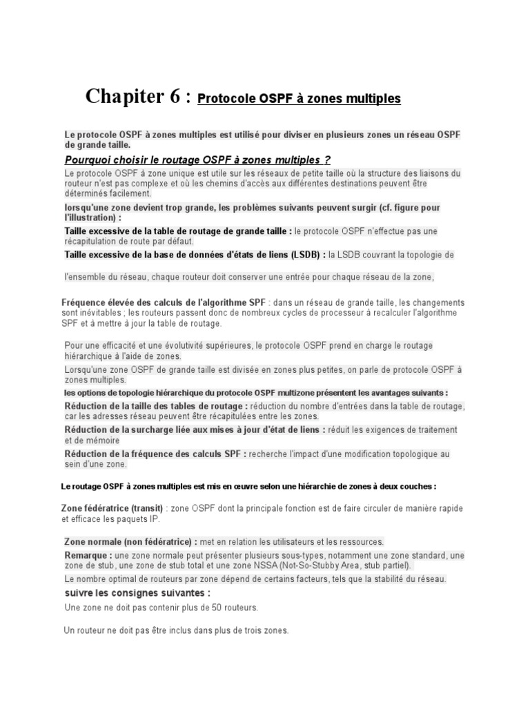OSPF à Zones Multiples : Guide Complet | PDF | Informatique ...