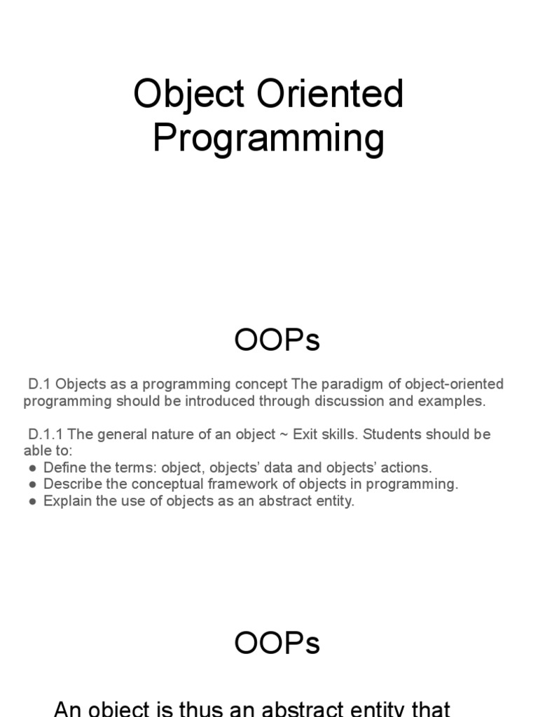 Object Oriented Programming Pdf Object Oriented Programming Class Computer Programming