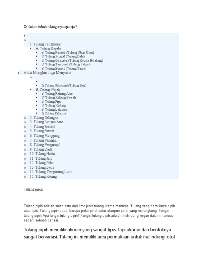 Di Dalam Tubuh Tulangnnya Apa Aja | PDF