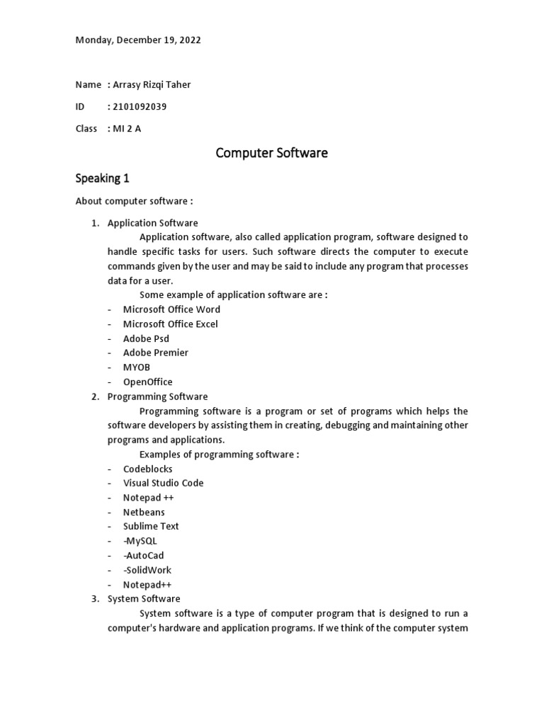 Arrasy Rizqi Taher - Computer Software | PDF | Software | Application Software