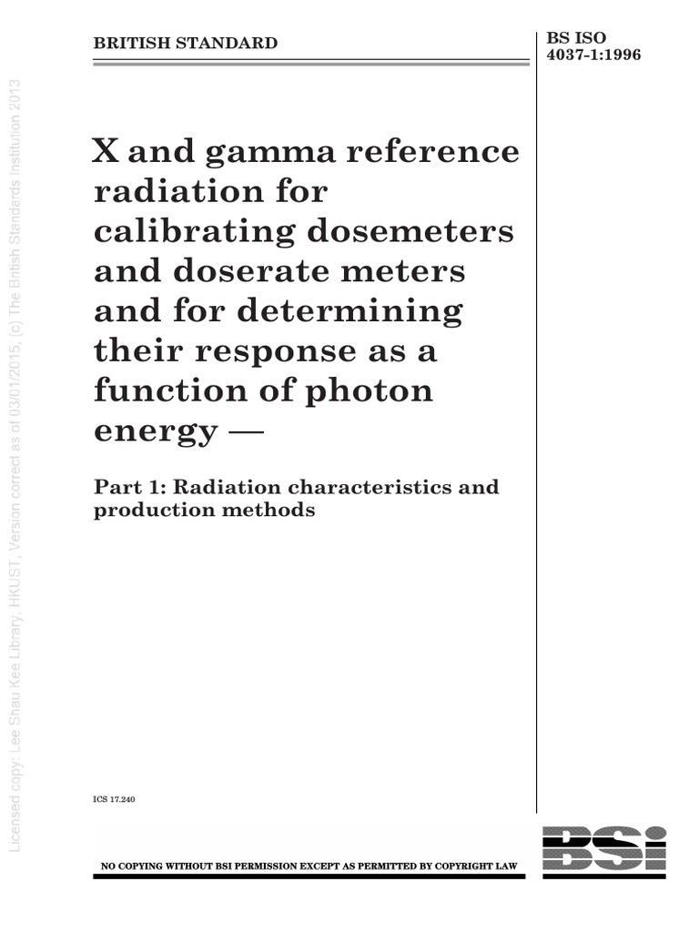 X and Gamma Reference Radiation For Calibrating Dosemeters and Doserate ...