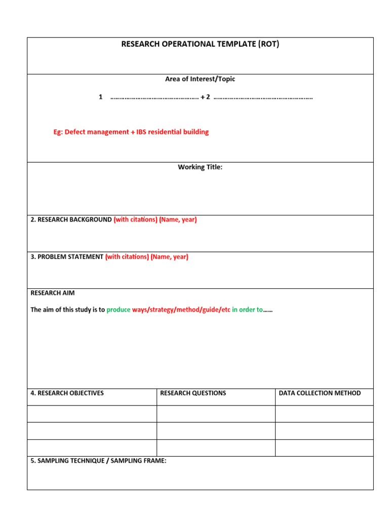 Research Operational Template Guide | PDF | Science & Mathematics ...