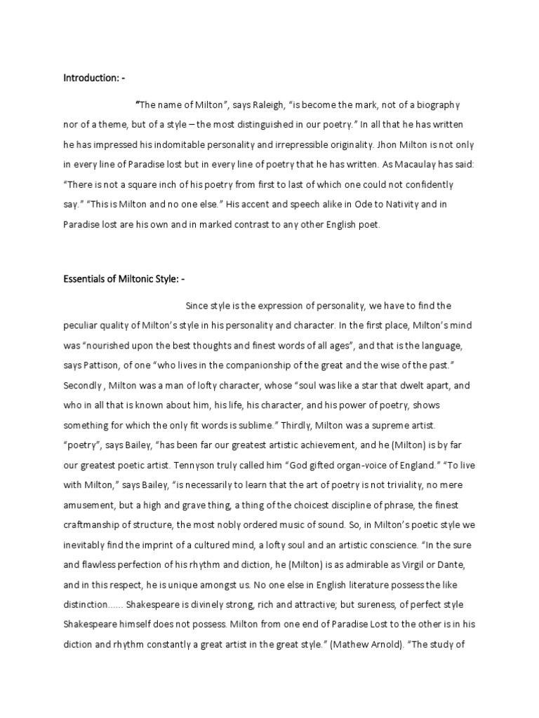 Introduction | PDF | John Milton | Poetry