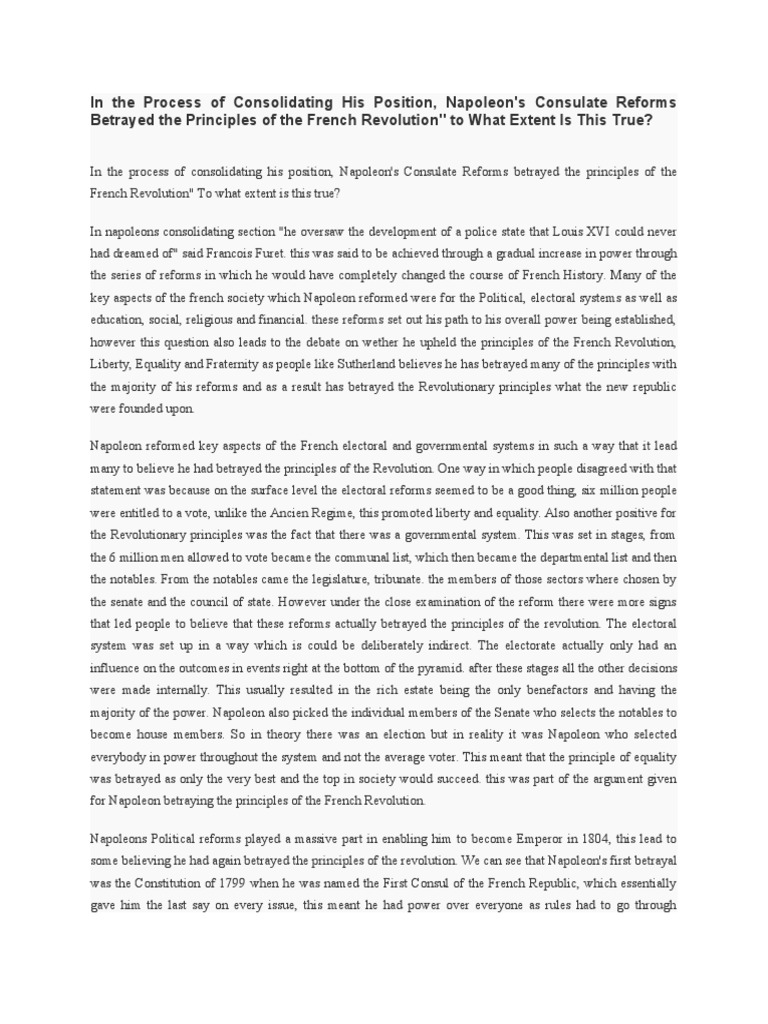 In The Process of Consolidating His Position, Napoleon Went Against ...