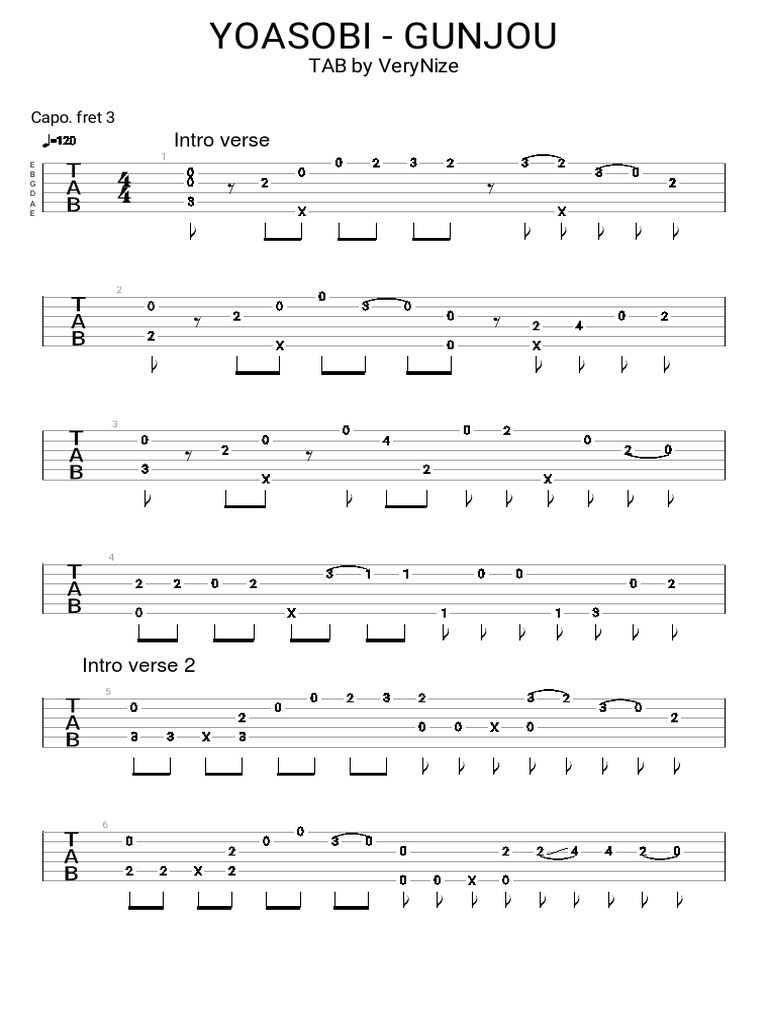 Guitar Pro - YOASOBI - GUNJOU | PDF