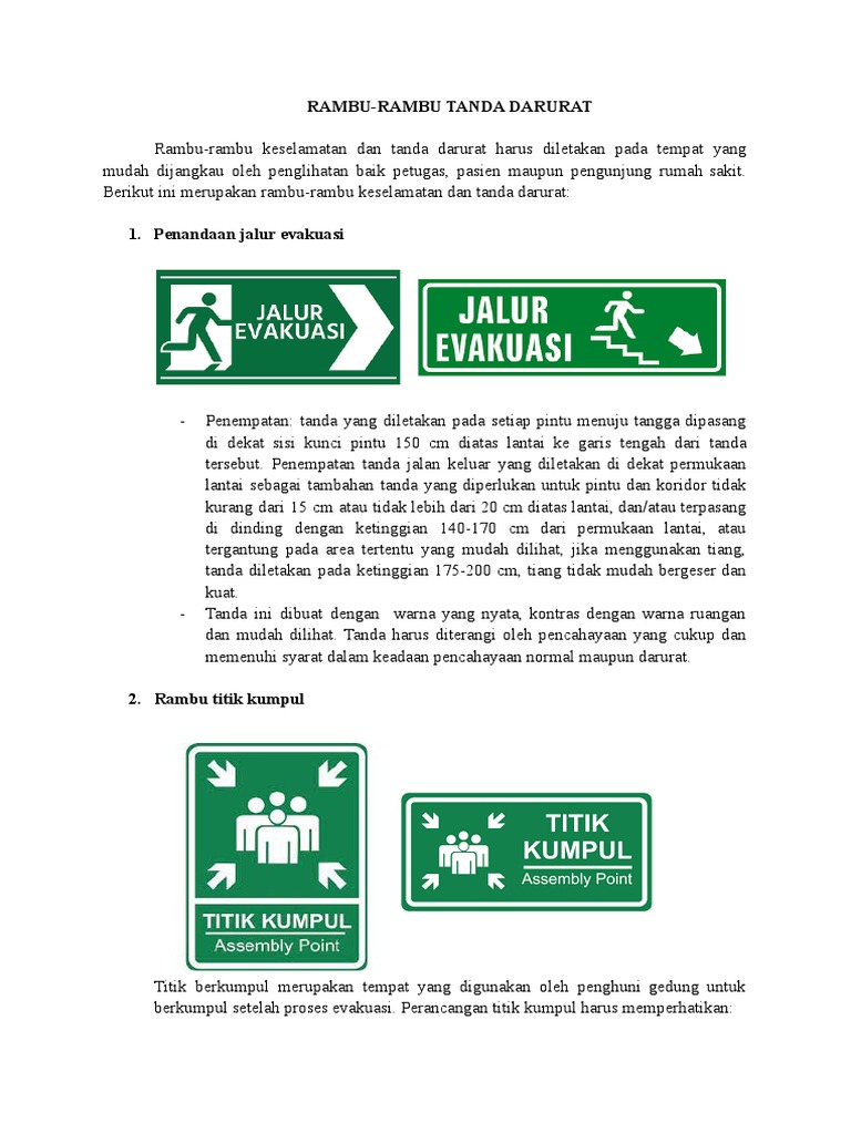 Rambu-Rambu Tanda Darurat Sesuai Dengan Standar | PDF