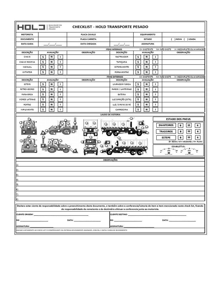 Checklist | PDF | Veículo motorizado | Carro
