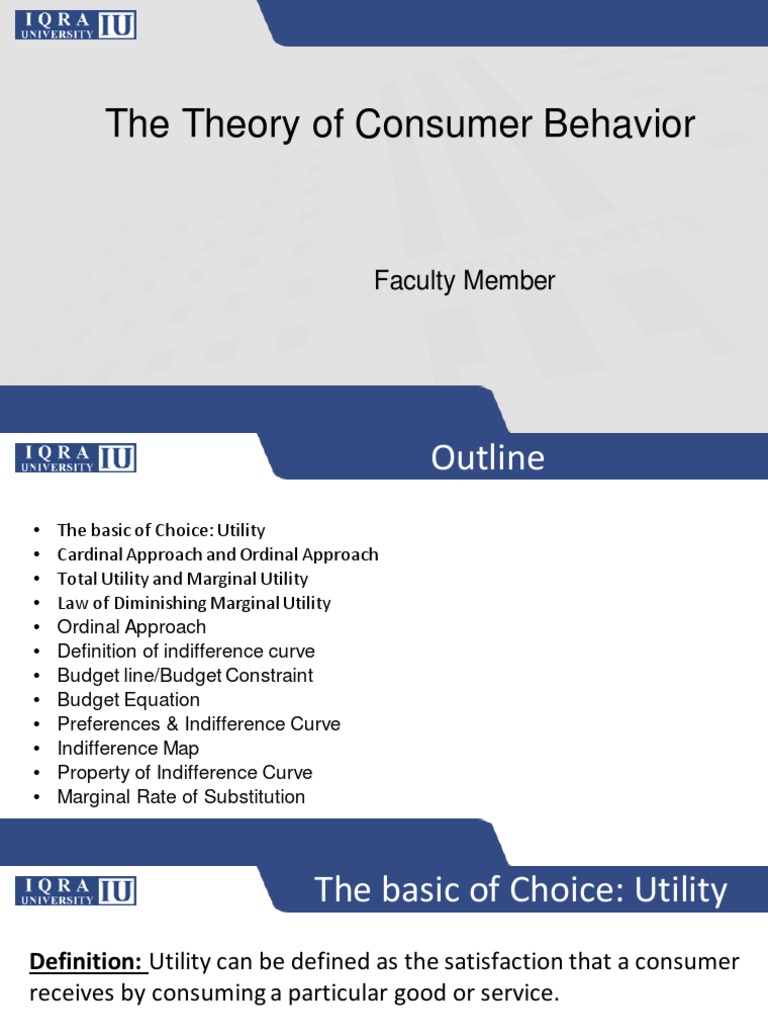 Lecture 05 & 06-The Theory of Consumer Behavior | PDF | Utility | Consumers
