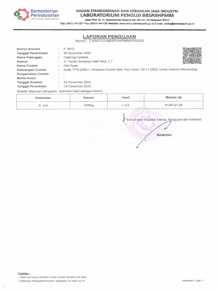 Hasil Lab Makananan RC | PDF