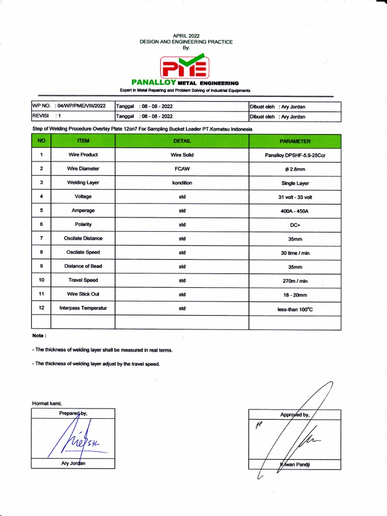 Prosedure WElding Overlay Plate | PDF | Mechanical Engineering ...