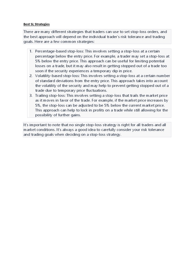 Best SL Strategies | PDF