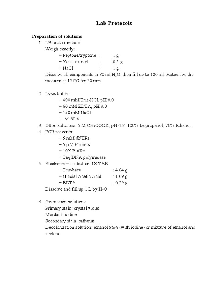 Microbiology Lab Protocols Overview | PDF | Agarose Gel Electrophoresis ...