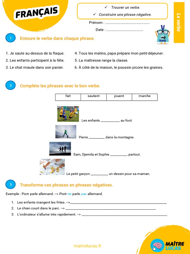 Identification et utilisation des verbes | PDF