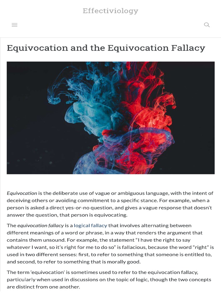 Equivocation Fallacy | PDF