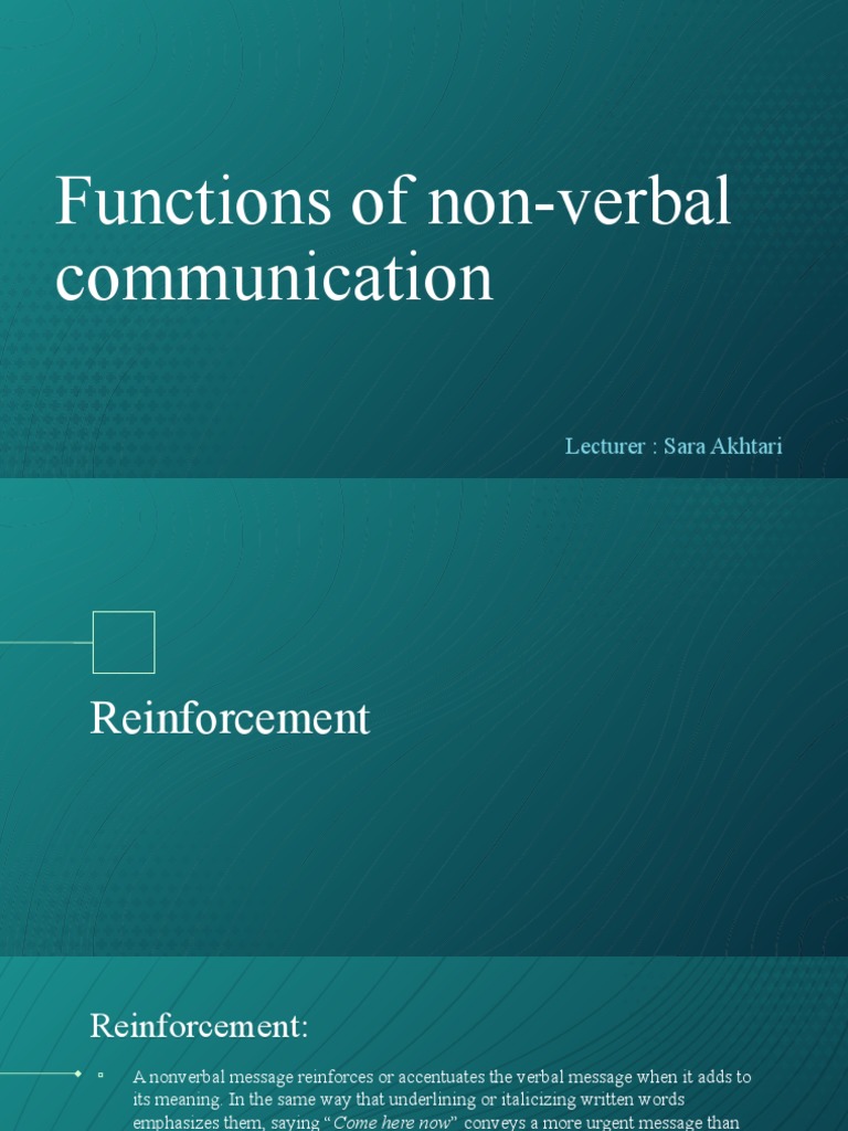 Functions of Non-Verbal Communication | PDF | Nonverbal Communication ...