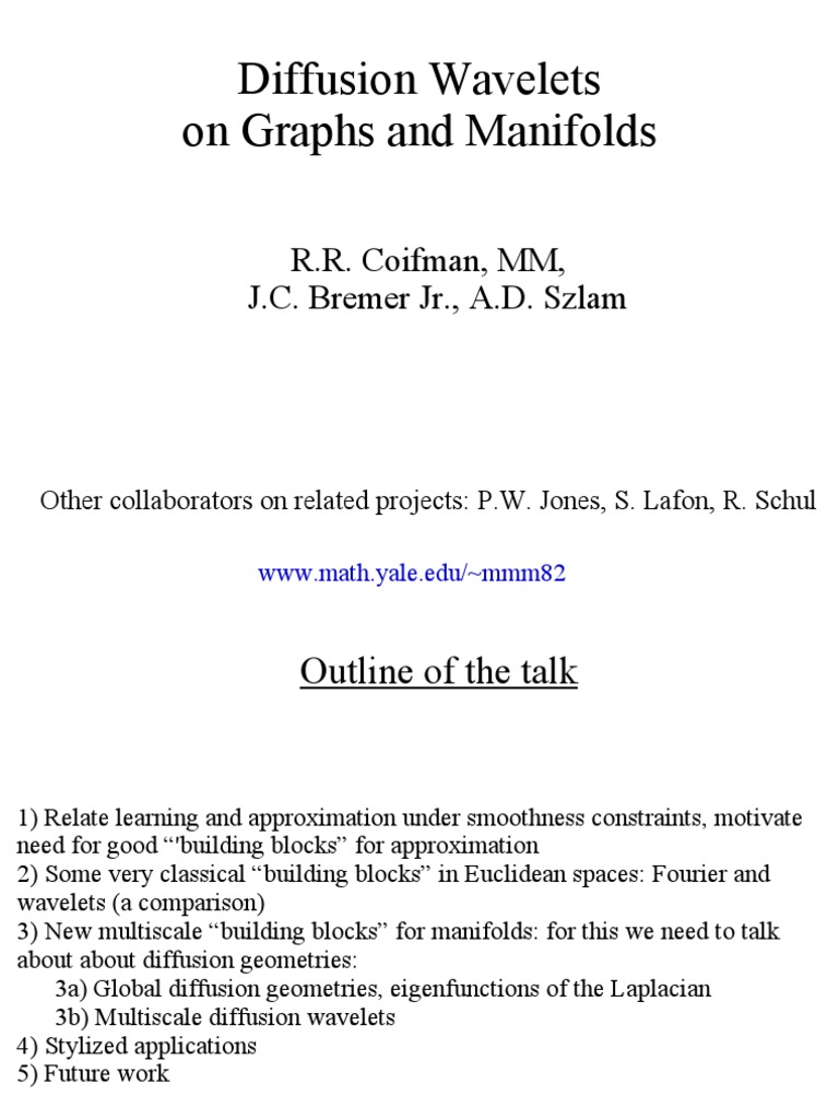Diffusion Wavelets On Graphs and Manifolds: R.R. Coifman, MM, J.C. Bremer JR., A.D. Szlam | PDF ...